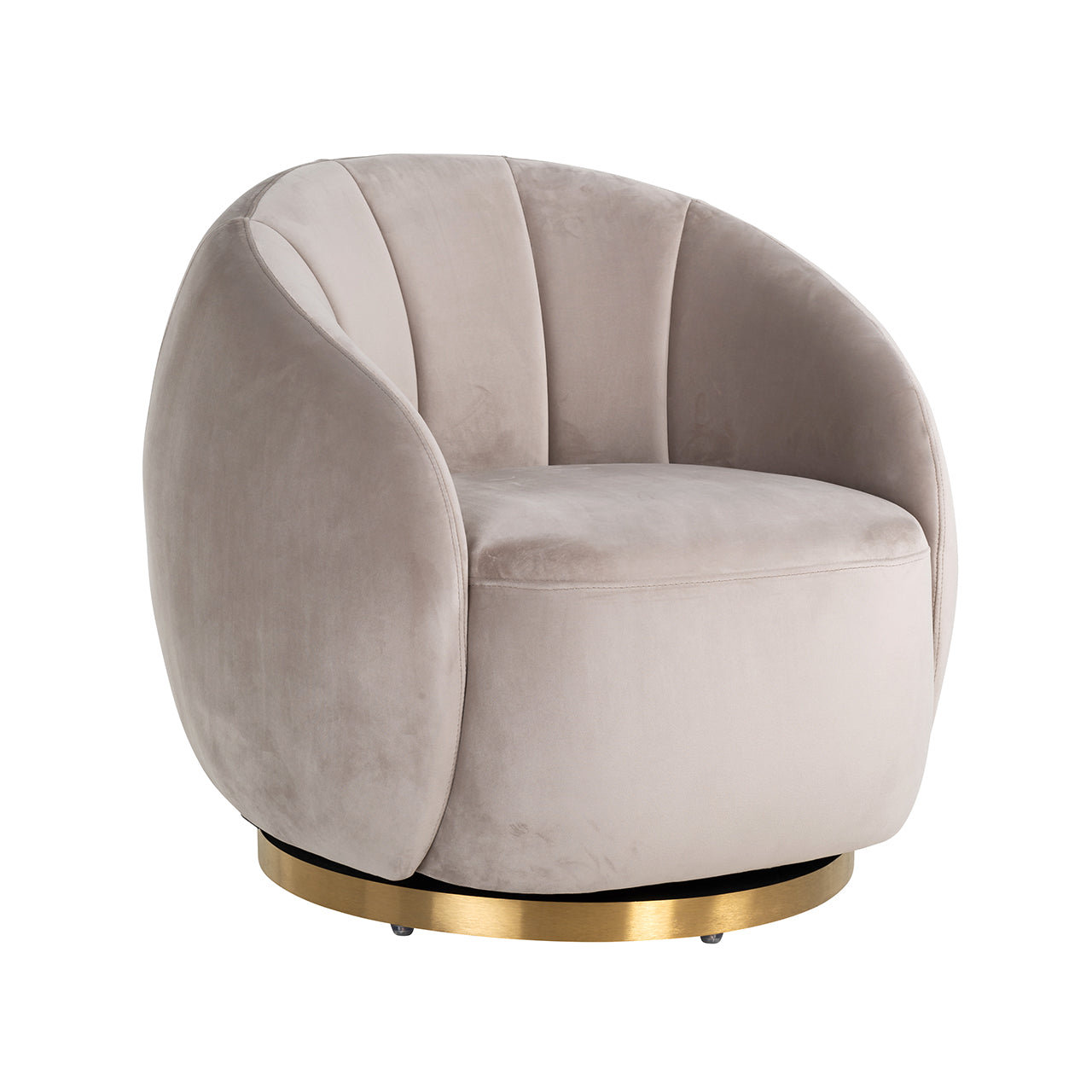 Swivel lounge chair Jago khaki velvet / brushed gold (Quartz Khaki 903 ...